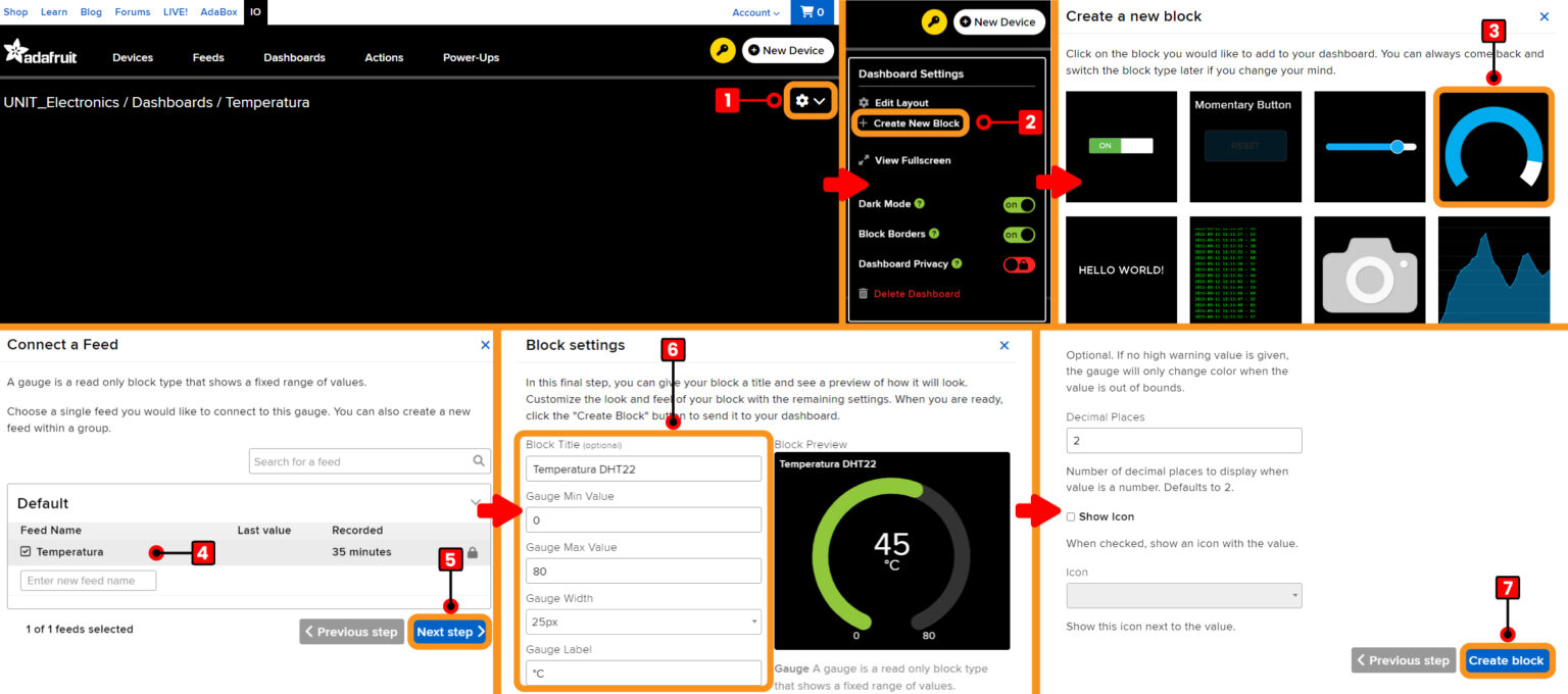 Dashboard de temperatura con Adafruit IO, ESP32 y DHT22 - UNIT Electronics