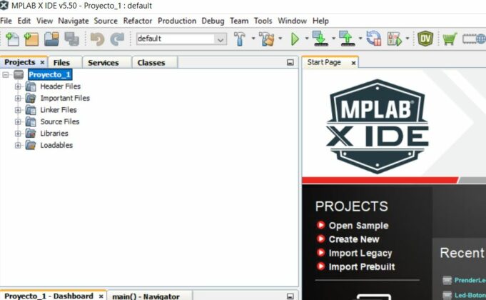 Crear proyecto en MPLAB y código para ON y OFF led - UNIT Electronics