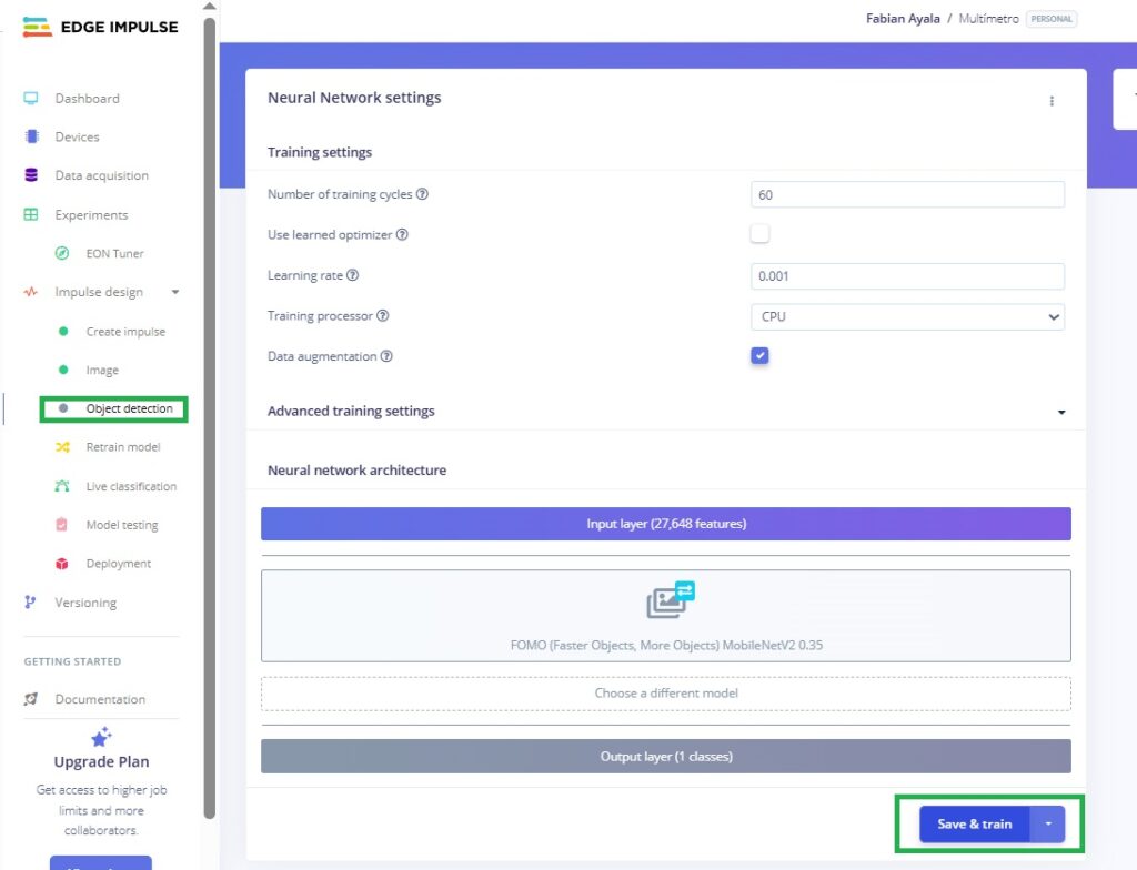 Reconocimiento de objetos con Edge Impulse ESP32 Cámara AI