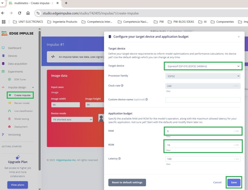 Reconocimiento de objetos con Edge Impulse ESP32 Cámara AI